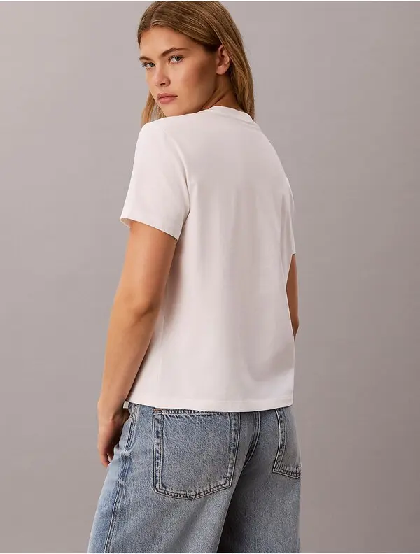 Calvin Klein Slim Cityscape Embossed Logo Tee - Bright White