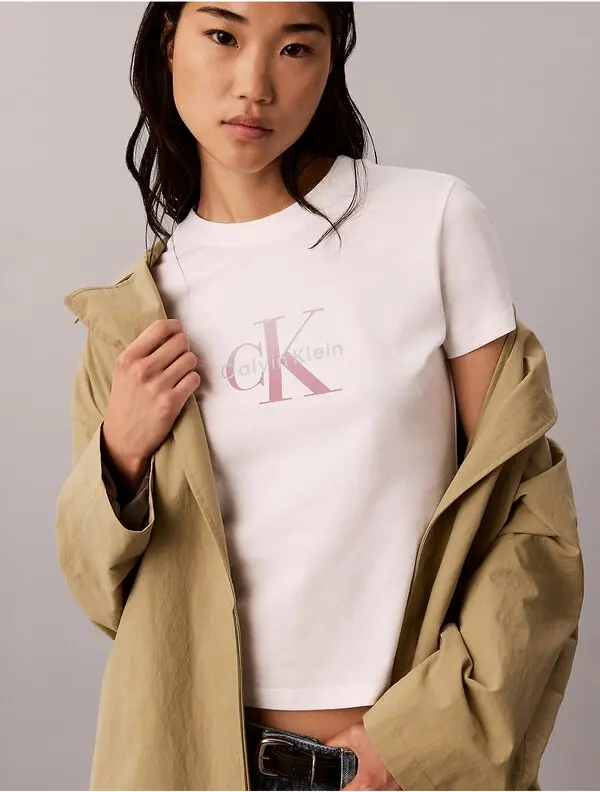 Calvin Klein Slim Gradient Monologo Tee - Bright White