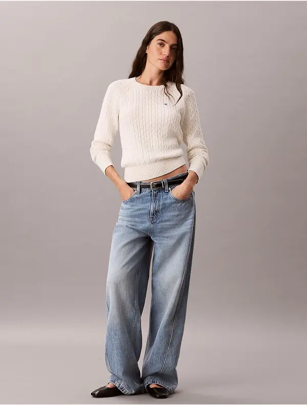 Calvin Klein Cable Knit Crewneck Sweater - Tofu