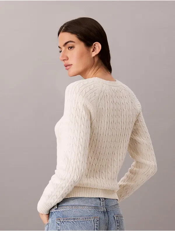 Calvin Klein Cable Knit Crewneck Sweater - Tofu