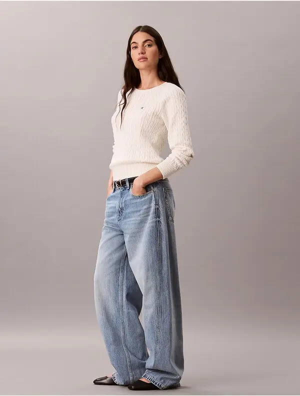 Calvin Klein Cable Knit Crewneck Sweater - Tofu