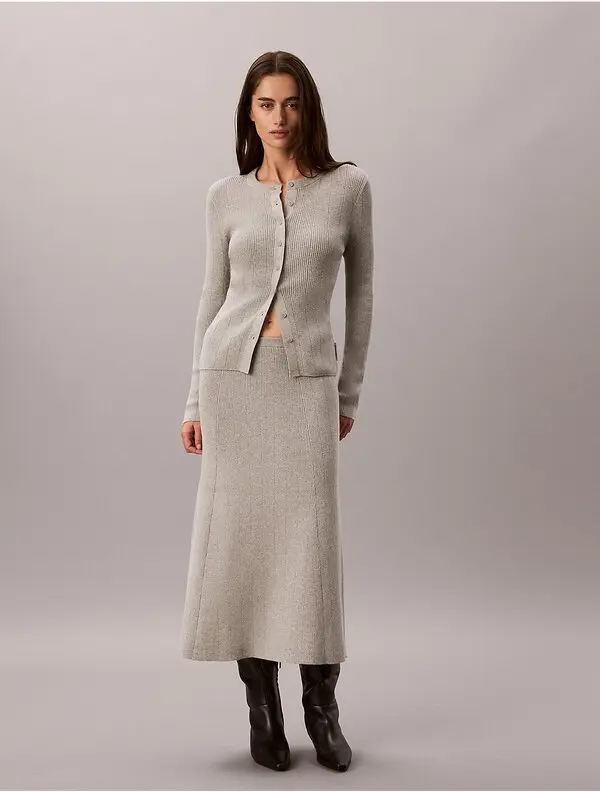 Calvin Klein Smooth Cotton Rib Midi Skirt