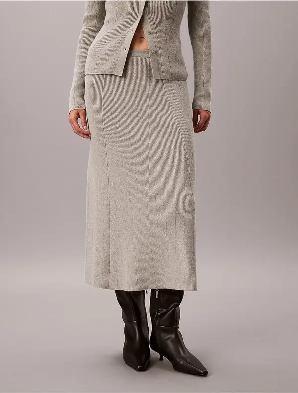Calvin Klein Smooth Cotton Rib Midi Skirt