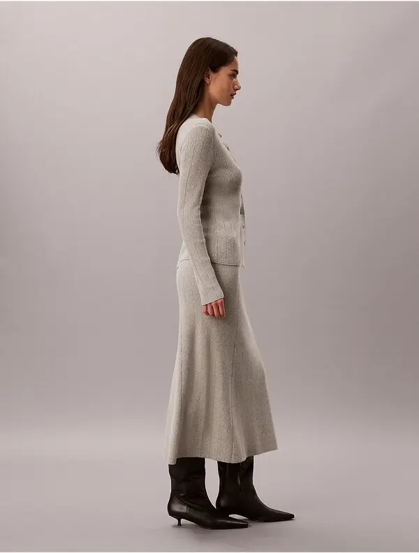 Calvin Klein Smooth Cotton Rib Midi Skirt