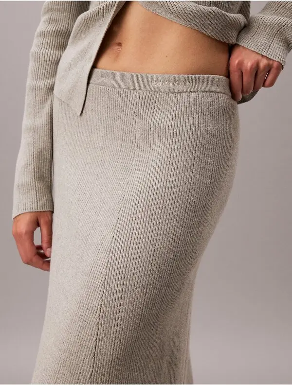 Calvin Klein Smooth Cotton Rib Midi Skirt