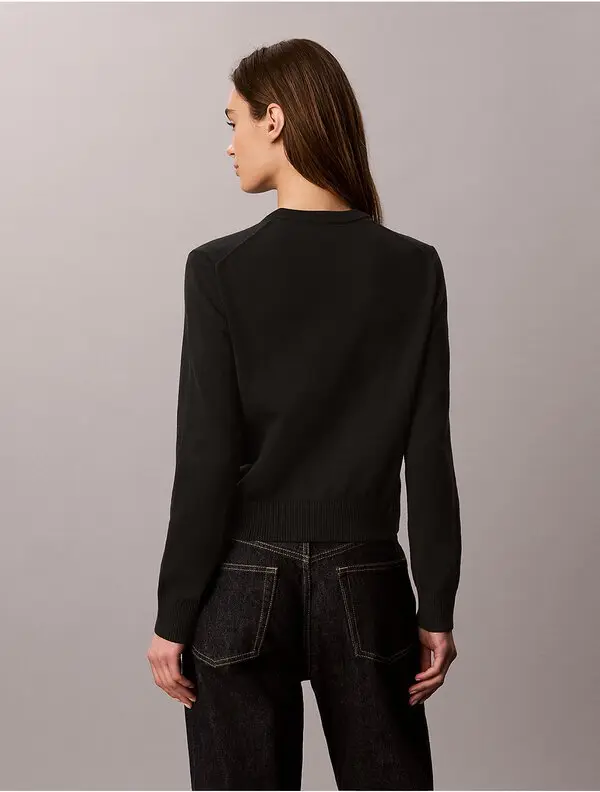 Calvin Klein Smooth Cotton Crewneck Sweater - Black