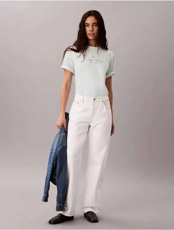 Calvin Klein Crest Logo Boxy T-shirt - Clearly Aqua