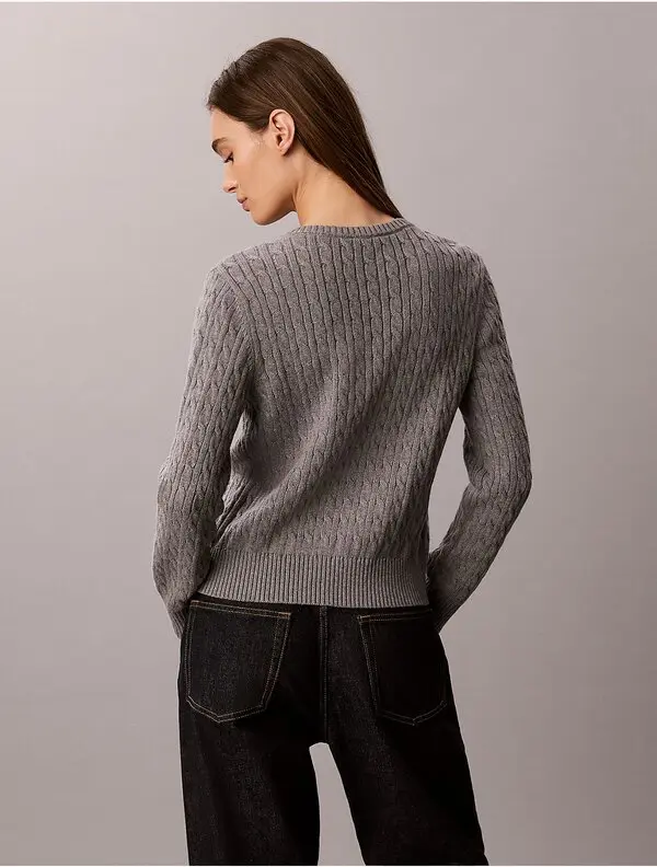 Calvin Klein Cable Knit Cardigan Sweater - Grey Heather