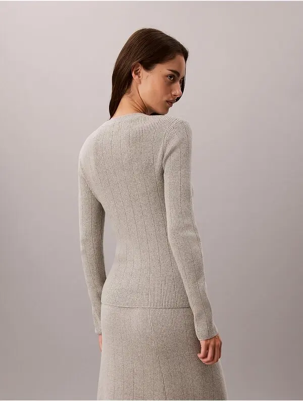 Calvin Klein Smooth Cotton Rib Cardigan Sweater - Grey Heather