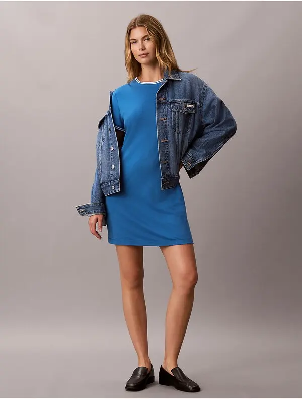 Calvin Klein Tipping Stripe T-shirt Dress - Winter Blue