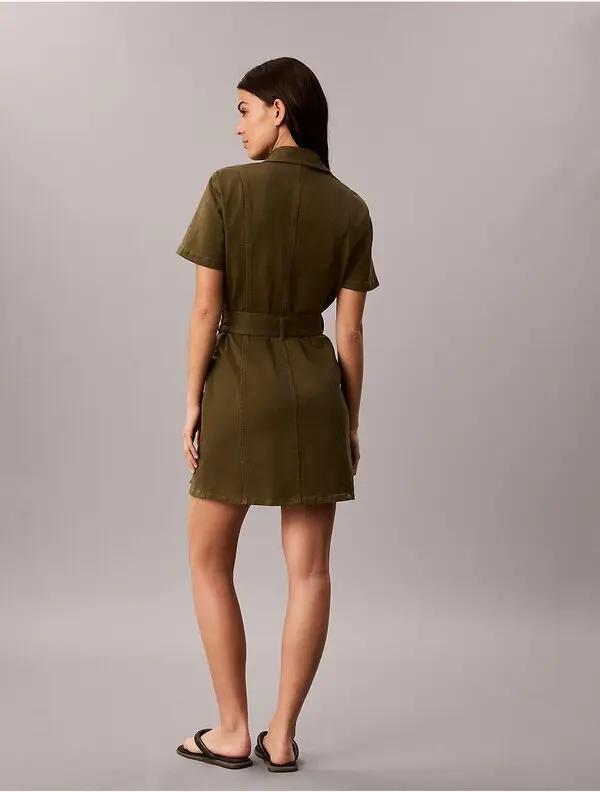 Calvin Klein Stretch Twill Belted Dress