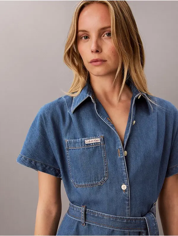 Calvin Klein Denim Belted Shirt Dress