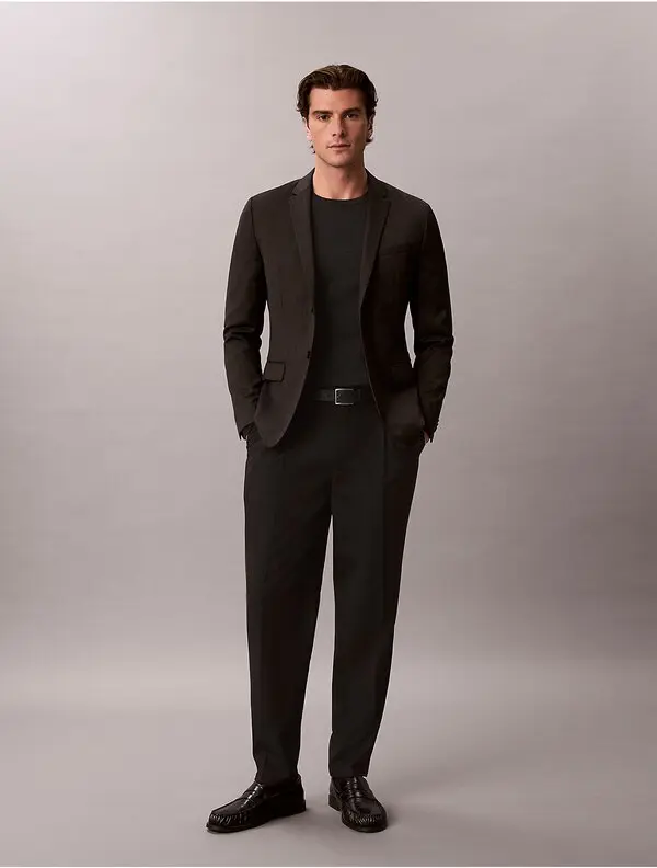 Calvin Klein Tapered Pleated Wool Blend Pants