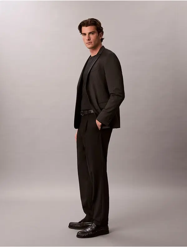 Calvin Klein Tapered Pleated Wool Blend Pants