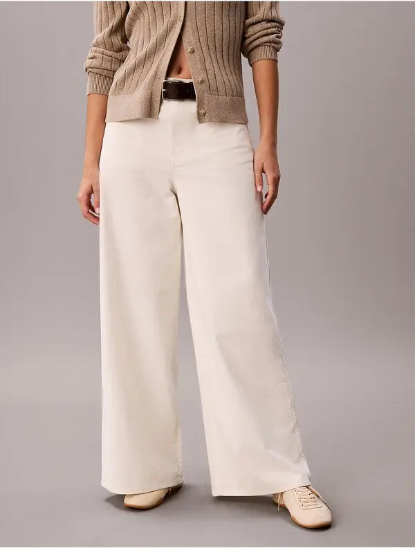Calvin Klein Cotton Twill Wide Leg Pants