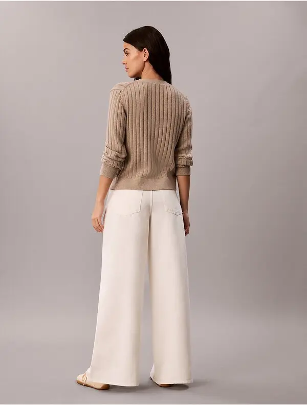 Calvin Klein Cotton Twill Wide Leg Pants
