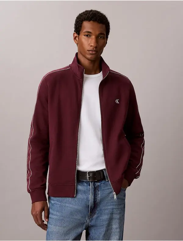 Calvin Klein Logo Tape Zip-up Jacket - Winetasting