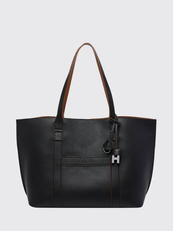 Hogan Script Calf Leather Tote Bag With Internal Pouch