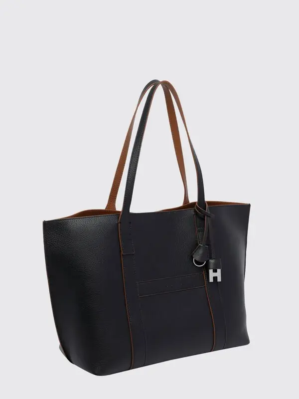Hogan Script Calf Leather Tote Bag With Internal Pouch