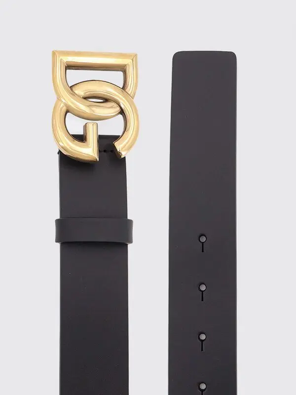 Dolce & Gabbana Smooth Calfskin Leather Belt With Dg Monogram Buckle - Black 1