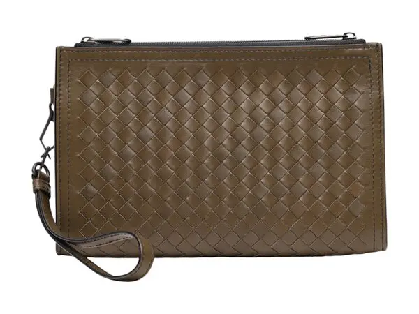 Bottega Veneta Intrecciato Leather Wristlet Bag - Brown