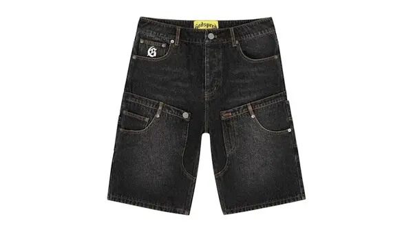 GODSPEED Paneled Denim Shorts - Black