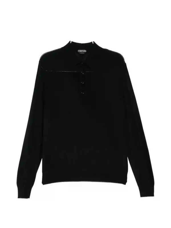 TOM FORD Long-sleeve Polo Shirt - Black