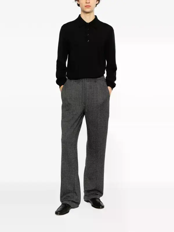 TOM FORD Long-sleeve Polo Shirt - Black