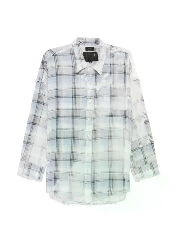 R13 Shredded-seam Bleached-plaid Shirt
