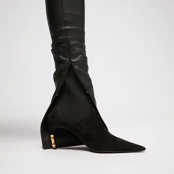 Gucci Castello Suede Bootie With Bamboo Heel