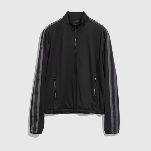 Gucci Cotton Jersey Zip Jacket With Muted Web
