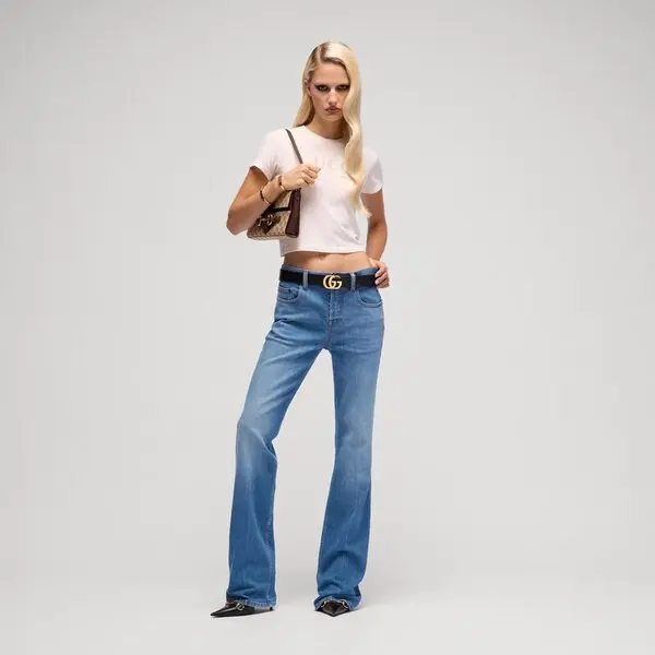 Gucci Flared Stretch Cotton Denim Pants