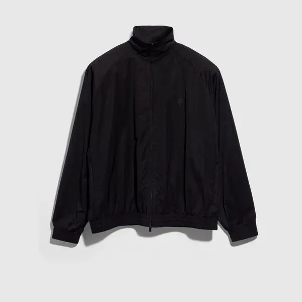 Gucci Soft Technical Twill Zip Jacket With Crest Embroidery