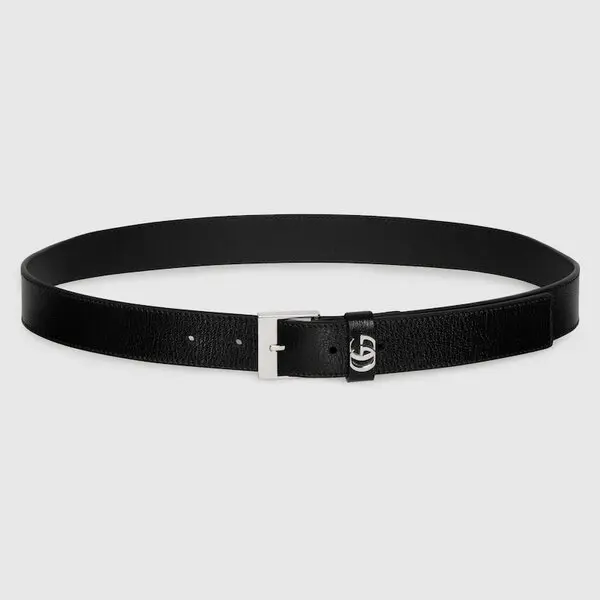 Gucci Belt With Square Buckle And Double G Detail - Black