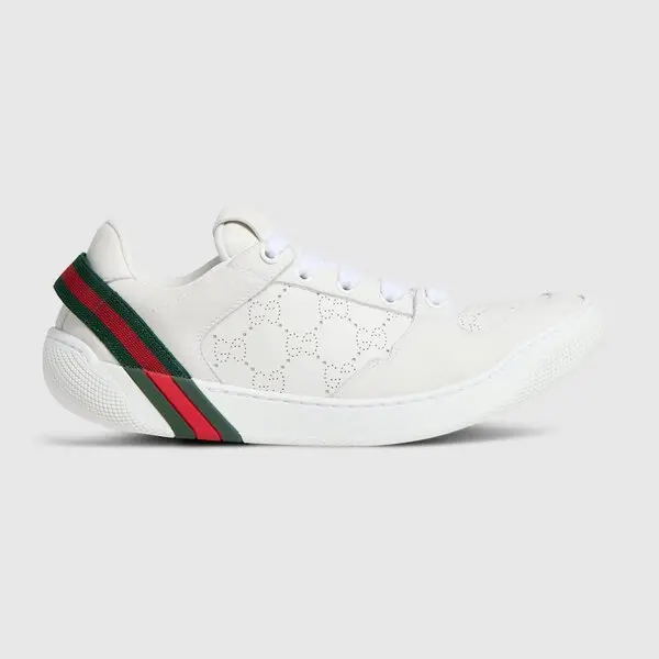 Gucci Screener Perforated Leather Sneakers - White