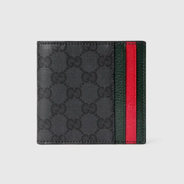 Gucci Bi-fold Wallet With Web Card Slots Gg Canvas