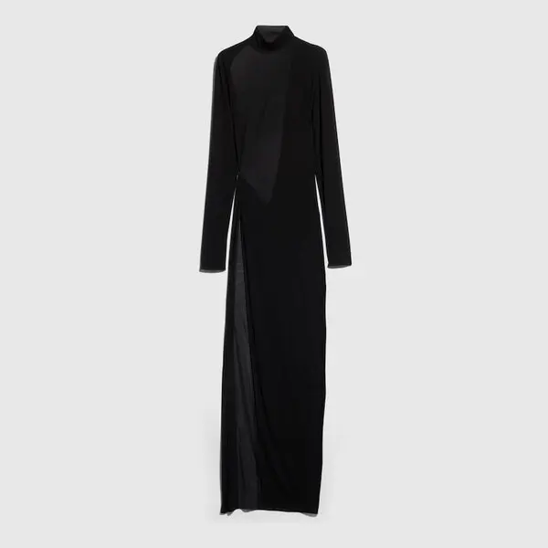 Gucci Viscose Crêpe Jersey Dress With Draped Open Back And Side Slit