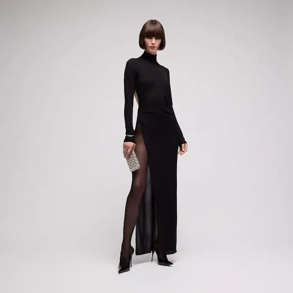 Gucci Viscose Crêpe Jersey Dress With Draped Open Back And Side Slit