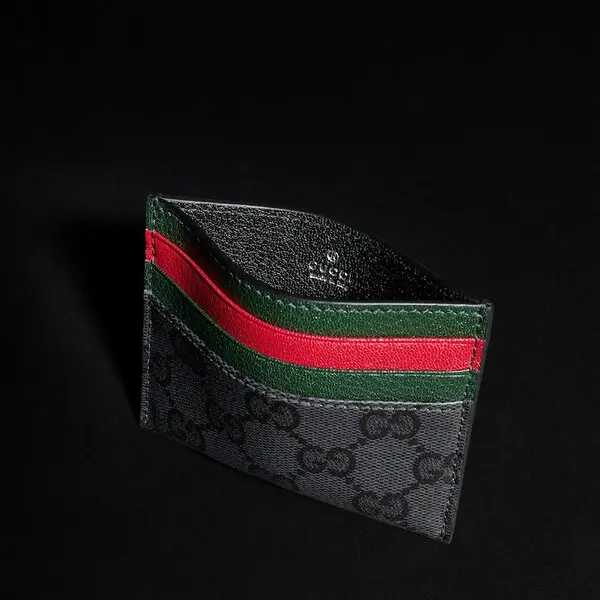 Gucci Card Case With Web Card Slots Gg Canvas