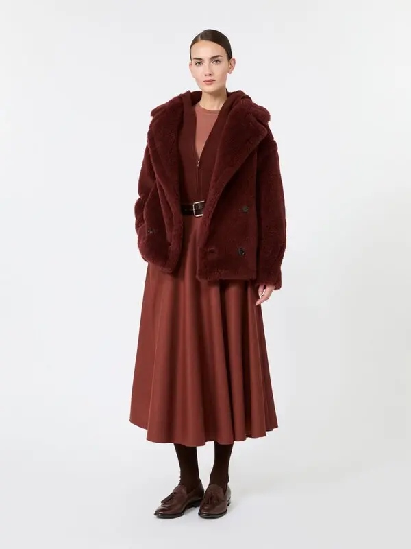Max Mara Alpaca And Wool Teddy Fabric Cropped Biker Jacket