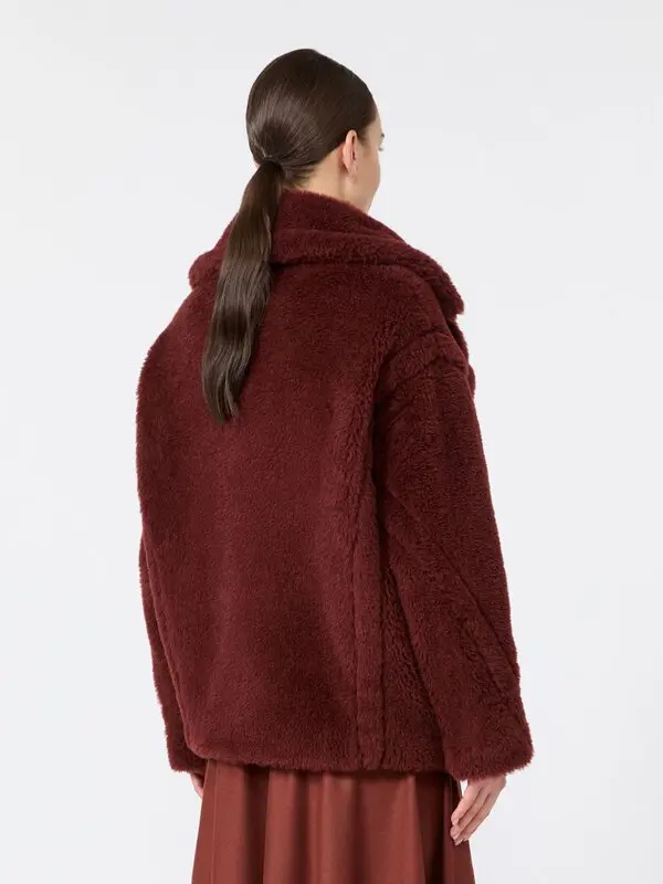 Max Mara Alpaca And Wool Teddy Fabric Cropped Biker Jacket