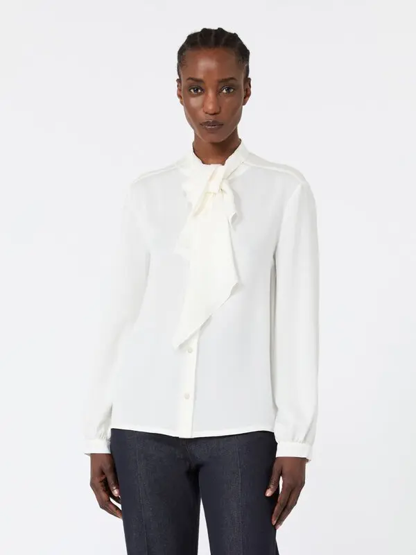 Max Mara Ruffled Charmeuse Shirt - Silk