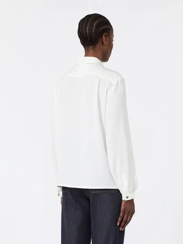 Max Mara Ruffled Charmeuse Shirt - Silk