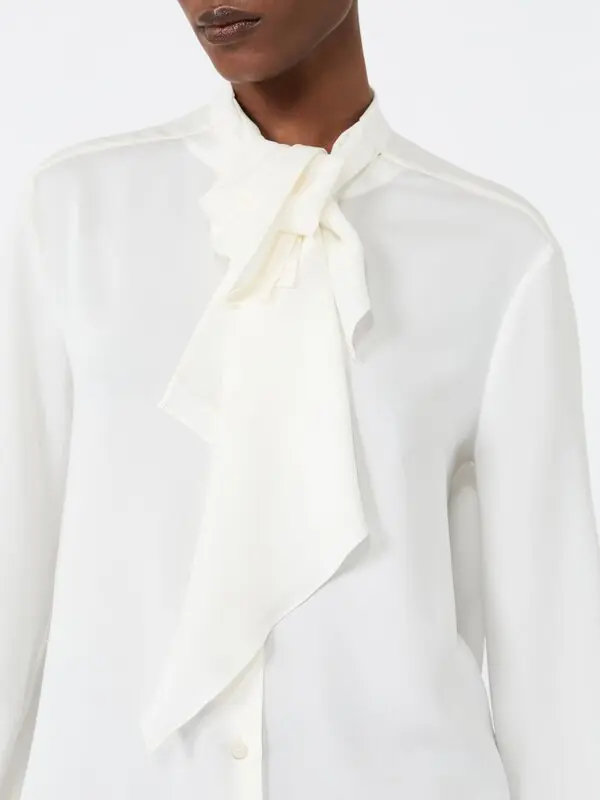 Max Mara Ruffled Charmeuse Shirt - Silk