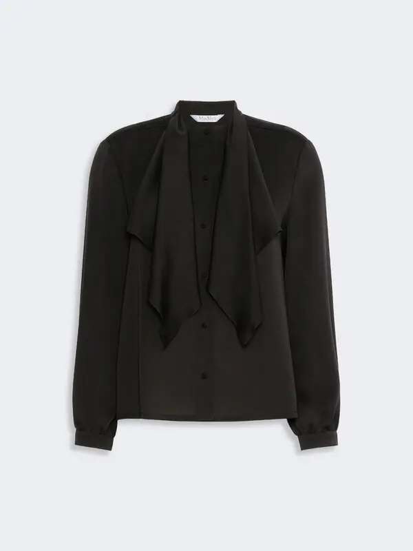 Max Mara Ruffled Silk Charmeuse Shirt - Black