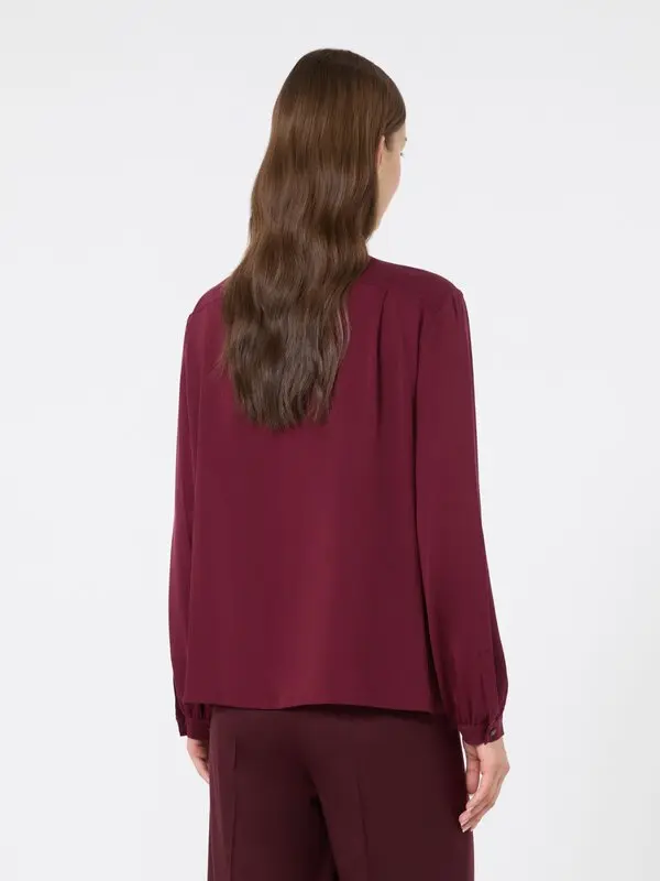Max Mara Ruffled Silk Charmeuse Shirt - Wine-coloured