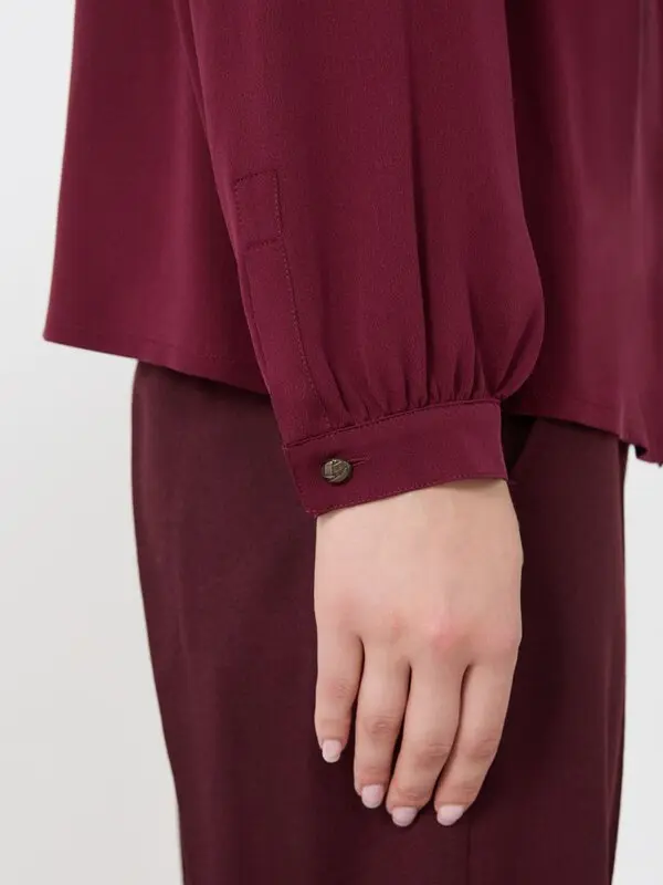 Max Mara Ruffled Silk Charmeuse Shirt - Wine-coloured