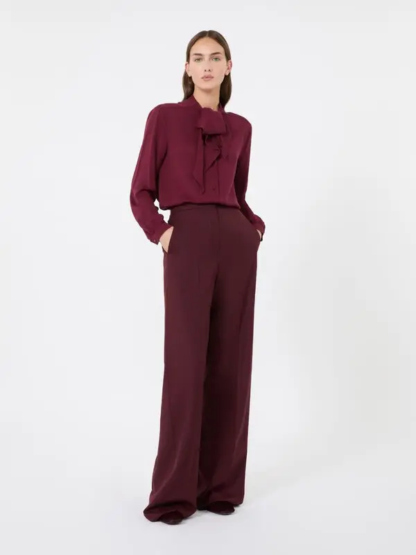 Max Mara Ruffled Silk Charmeuse Shirt - Wine-coloured