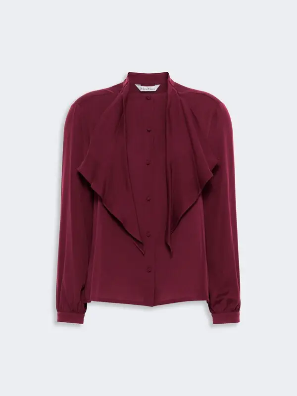 Max Mara Ruffled Silk Charmeuse Shirt - Wine-coloured