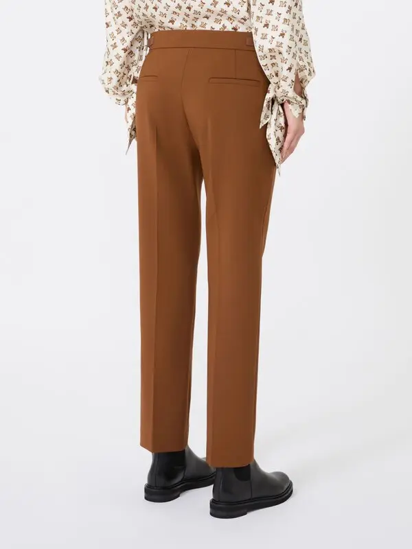 Max Mara Slim Double Woolen Cloth Trousers - Tobacco